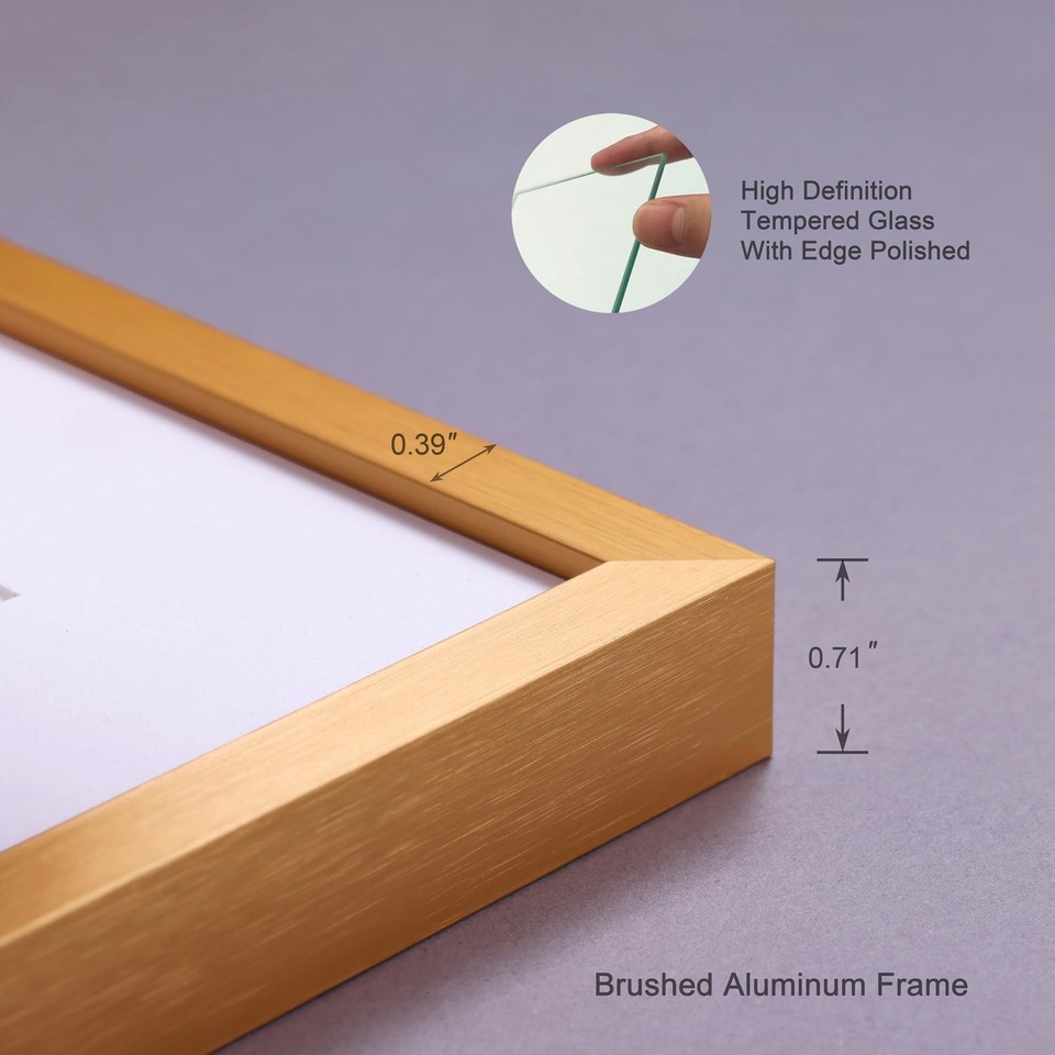 8x8 Picture Frame Set of 3 with Real Glass Bronze Aluminum Photo Frame ...