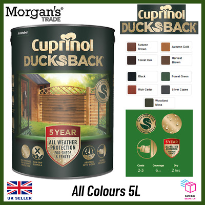 Cuprinol 5 Year Protection Ducksback Wood Shed&Fence Garden Paint 5L ...