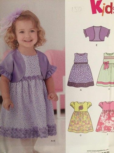 New Look Sewing Pattern 6254 Girls Childs Toddler Dress Bolero Size 1/2 ...