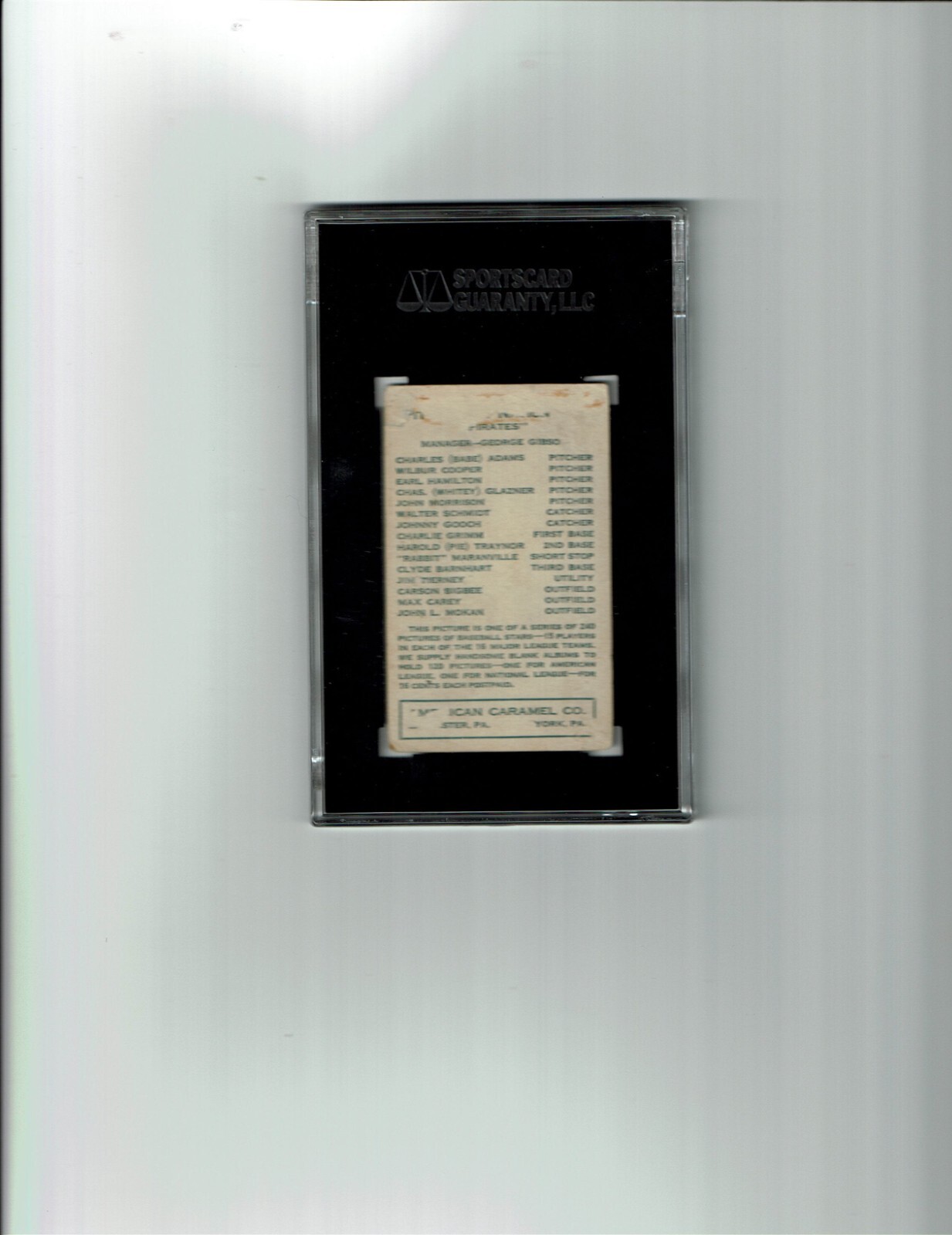 1922 E120 American Caramel Co. Clyde Barnhart Baseball Card Graded SGC ...