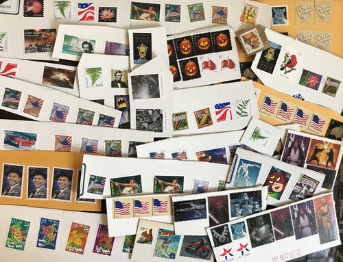 Large lot on paper, uncanceled or stuck-down; mostly Forever stamps ...