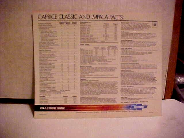 1983 Chevrolet Caprice Classic & Impala Car Dealer Sales Brochure ...