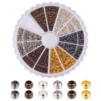 3000pcs Rondelle Brass Crimp Beads Tube End Beads Tiny Spacer Jewelry ...