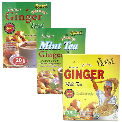 Honsei Instant Ginger Honey Original, Mint, Milk Tea Flavor 20 Sachets ...