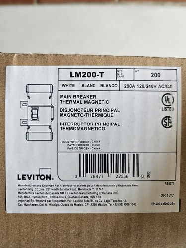 Leviton LM200-T Main Breaker In White Thermal Magnetic | eBay