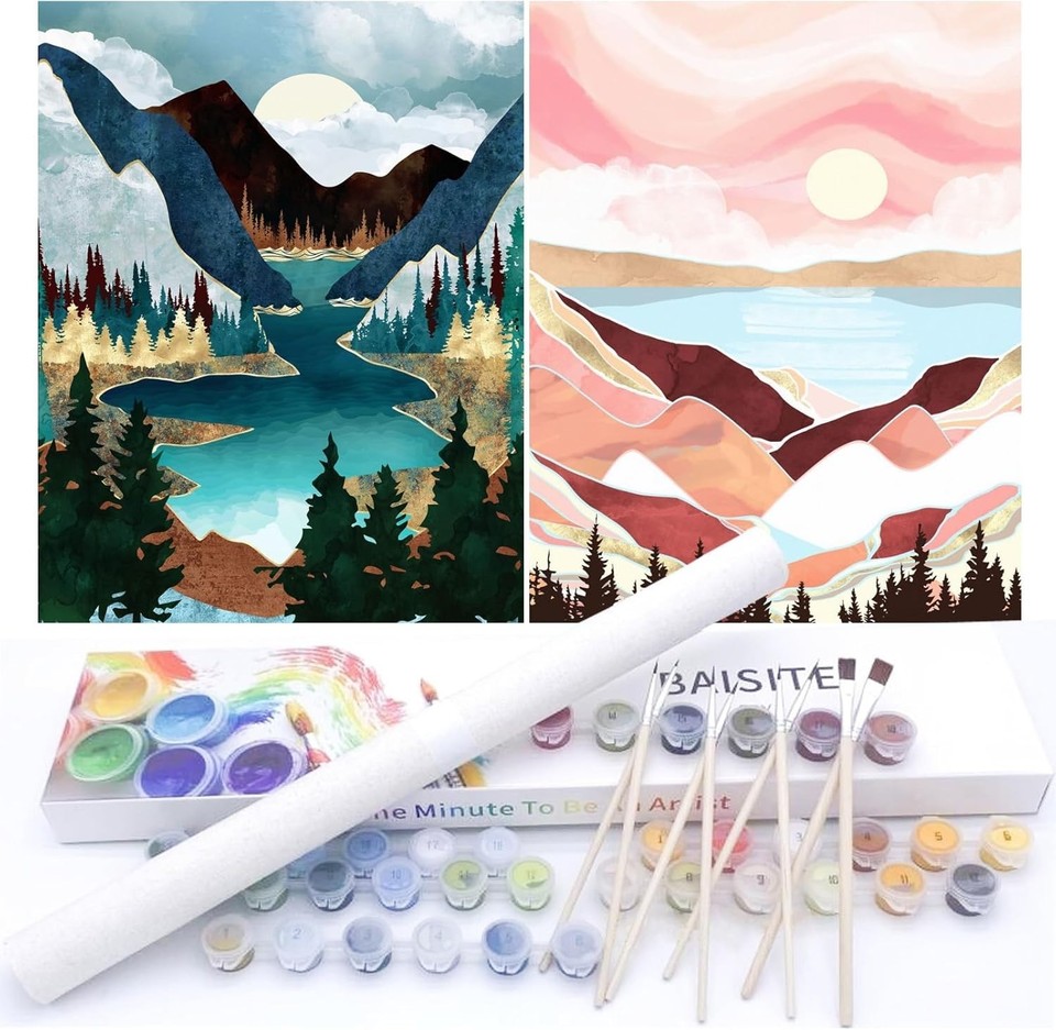 Paint by Numbers Kit for Adults Beginners,12" Wx16 L 2 Pack Canvas for ...