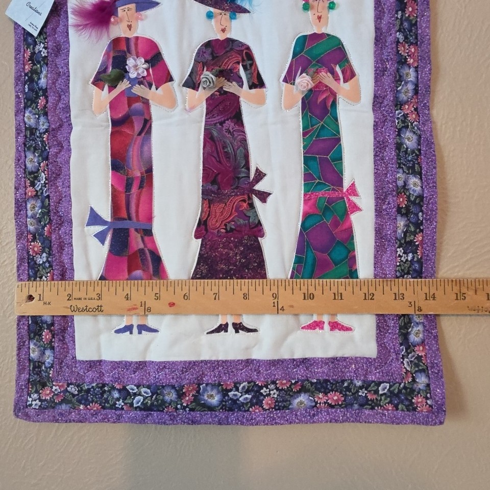Handmade "Red Hat Divas" Quilted Wall Hanging Art Purple Ladies ...