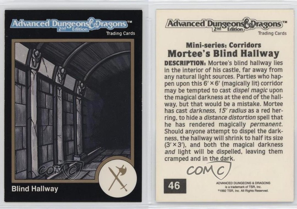 1992 TSR Advanced Dungeons & Dragons D&D 2nd Edition Gold Blind Hallway ...