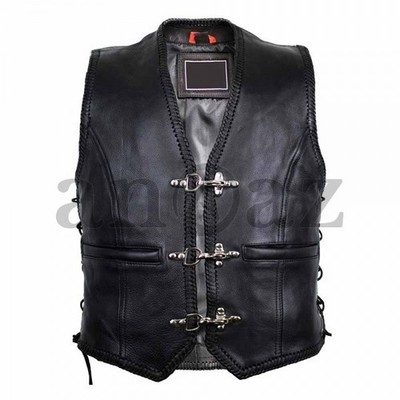 Anaaz Motorbike Leather Vest Men Biker Touring Waistcoat Adventure ...