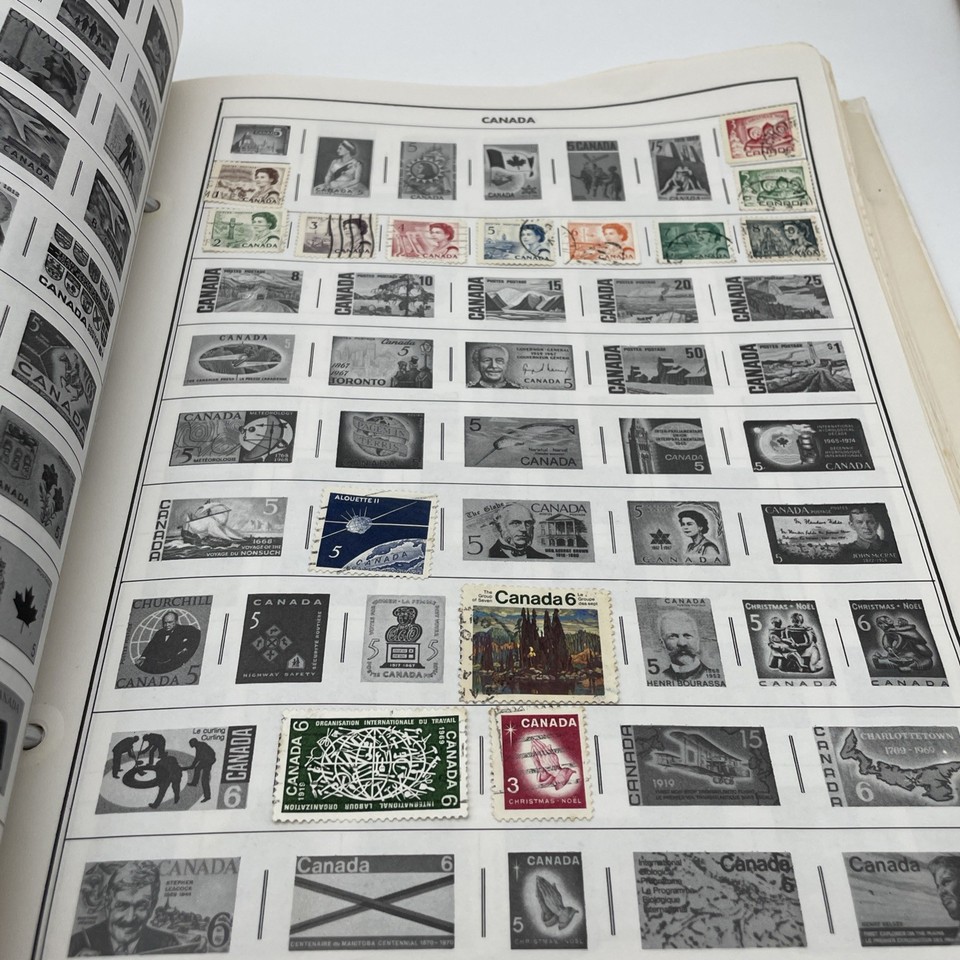 Vintage H.E. Harris Traveler Stamp Album Collecting Book USA World with ...