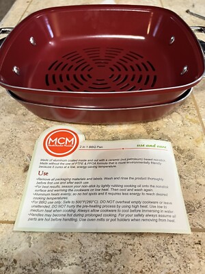 New! Mark Charles Misilli Nonstick Red Solid & Perforated 9" 2 in 1 BBQ ...