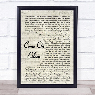 Come On Eileen Song Lyric Vintage Script Quote Print | eBay UK