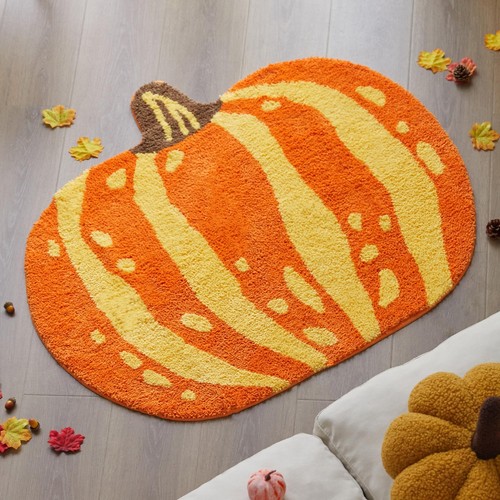 3.5x3ft Tufted Xlarge Pumpkin Shaped Rug High Pile Absorbent W/nonslip ...