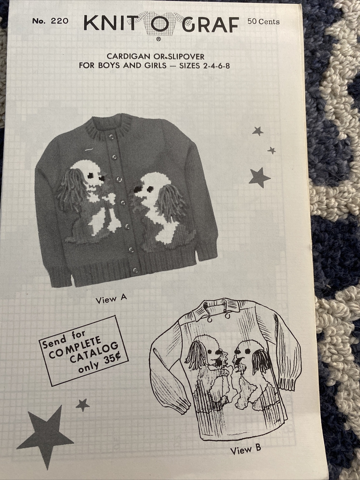 Knit-O-Graf #220 Vintage Cocker Spaniel Dog Sweater Knitting Pattern ...