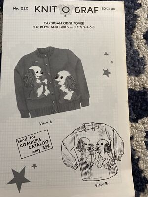 Knit-O-Graf #220 Vintage Cocker Spaniel Dog Sweater Knitting Pattern ...