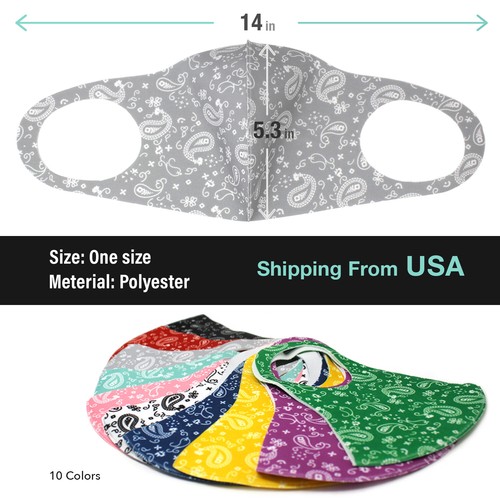 Unisex Reusable Washable Breathable Fashion Paisley 10 PACK Face Masks ...