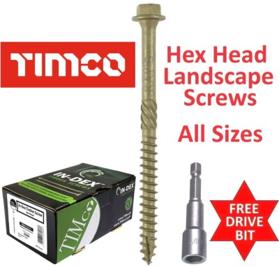 HEX HEAD LANDSCAPE SCREWS SLEEPER DECKING FIXING TIMBERFIX INDEX TYPE ...