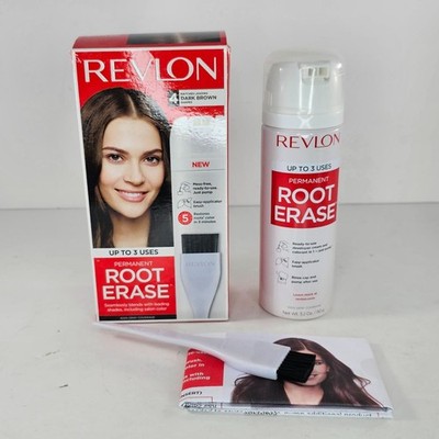 Revlon Root Erase Permanent Hair Color Touchup Hair Dye #4 Dark Brown ...
