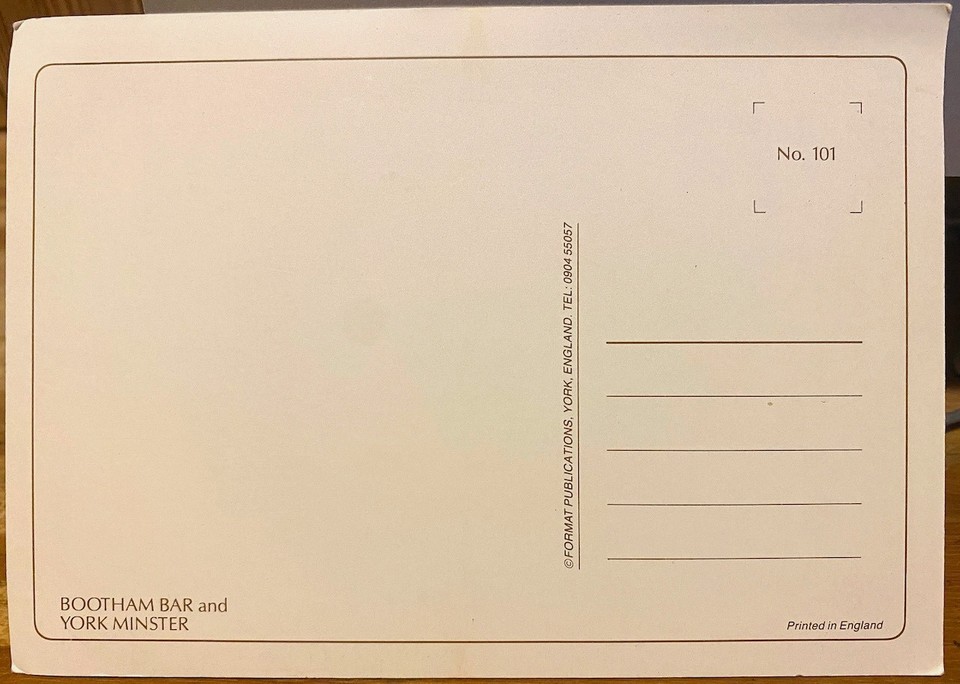 OVERSIZE UK Postcard BOOTHAM BAR and YORK MINSTER Cathedral Format ...