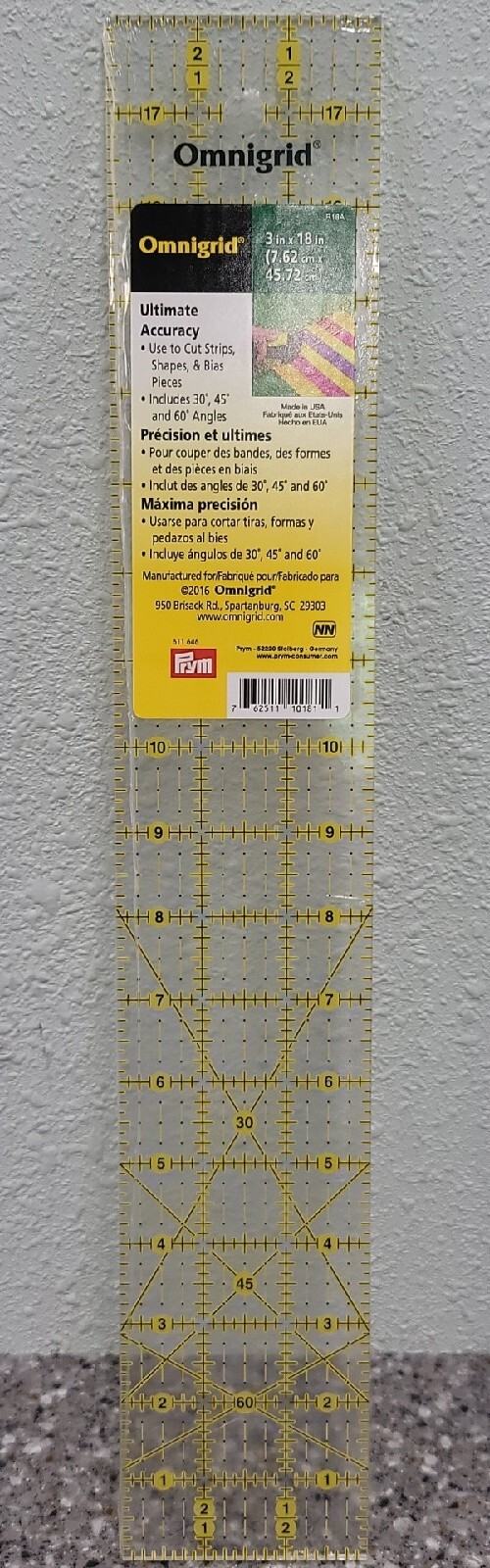 Omnigrid 3" x 18" Ruler, New, Sealed Unused Omnigrid 3 Inch By 18 Inch ...
