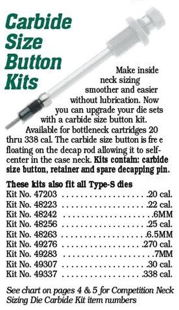 Redding 22 Caliber Carbide Size Button Kit MD 48223 for sale online | eBay