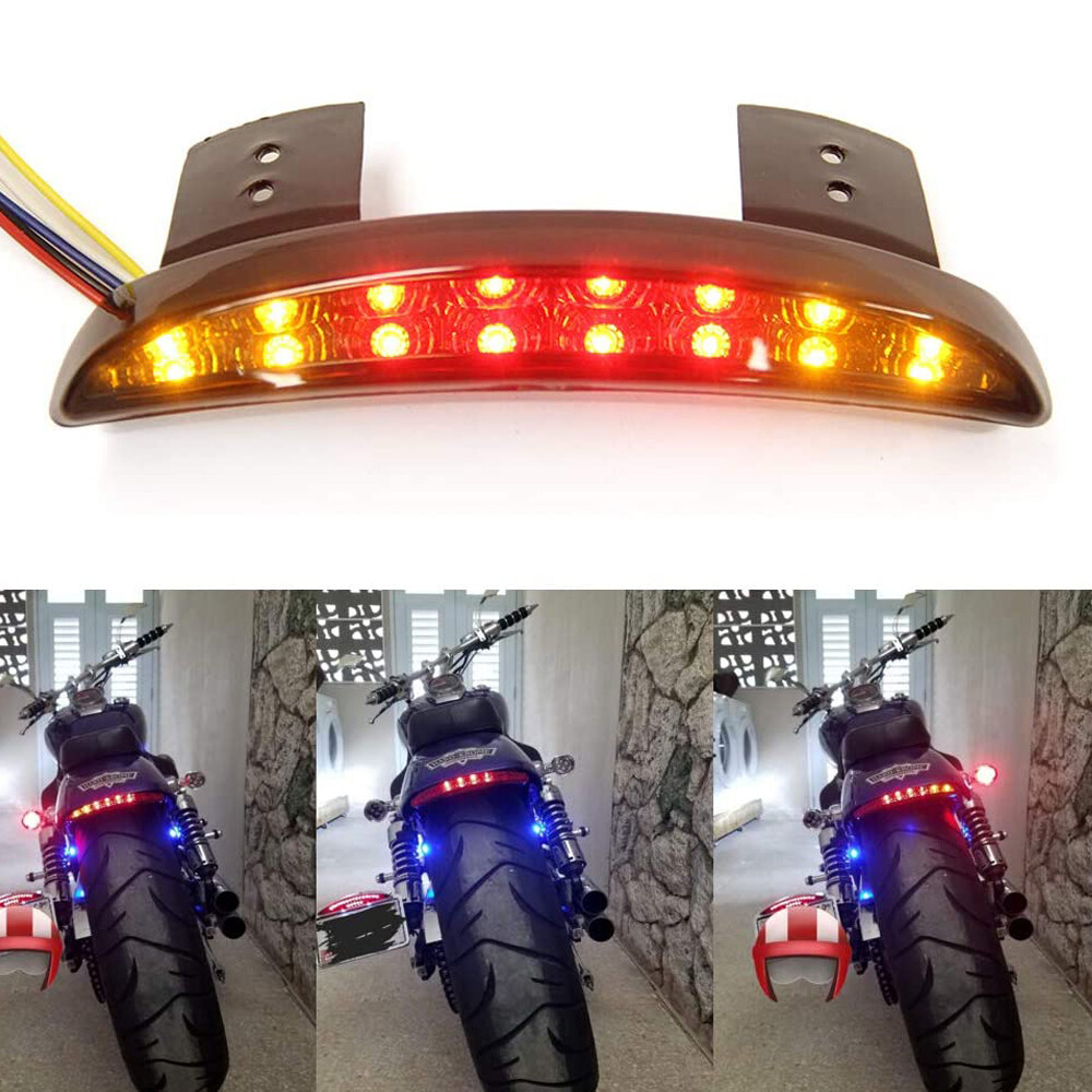 Smoke Rear Fender LED Brake Run Tail Light Turn Signal For Harley ...
