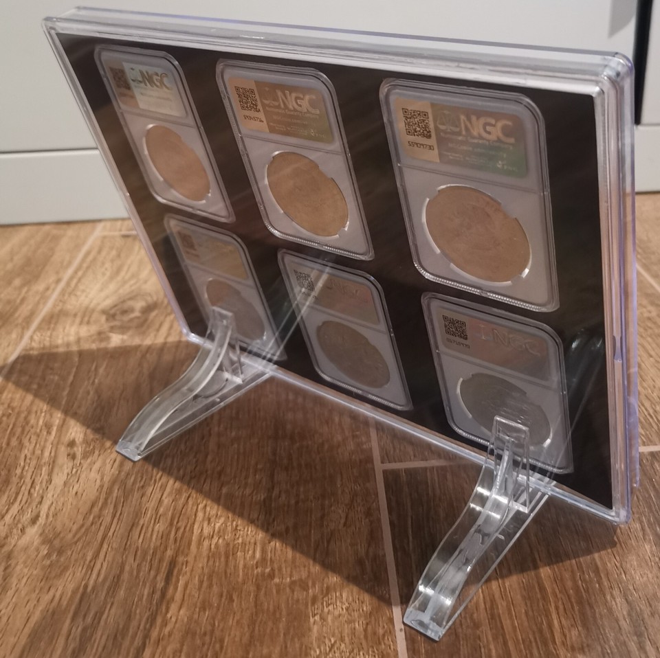 6 Grids Acrylic / EVA in Black Display Frame Storage Box For NGC/PCGS ...