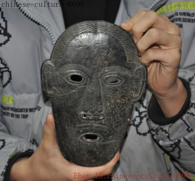 8" China Meteorite iron Carved Exorcism Sacrifice Weird people statue ...