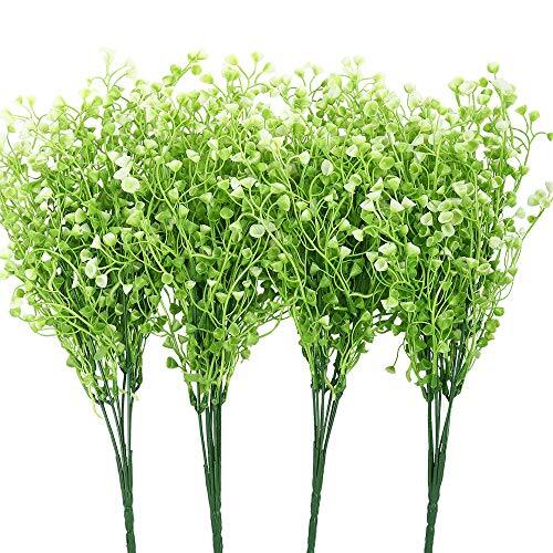 Artificial Shrubs Bushes 4 Pack Fake Outdoor UV 4 Pcs Bell Leaves White ...
