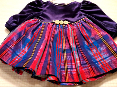 Rose Cottage Baby Girl's Sz 12M Dress Blue Velvet Top red Plaid Skirt ...
