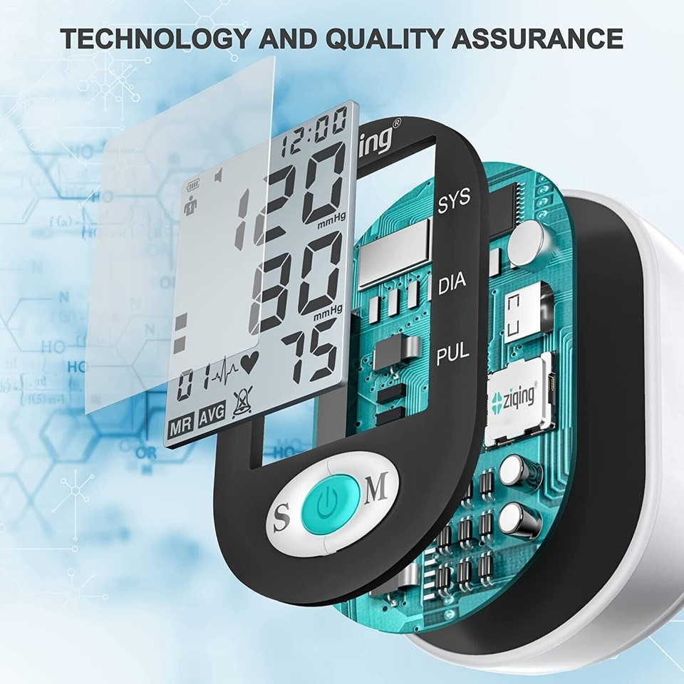 Upper Arm Blood Pressure Monitor Digital BP Cuff Machine Pulse Meter ...