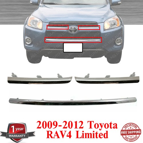 Front Bumper Grille Chrome Molding Trims For 2009-2012 Toyota RAV4 ...