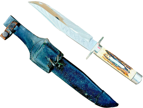 Vintage German 13" Bowie Knife EDGE Solingen Germany 068 Stag Handle ...