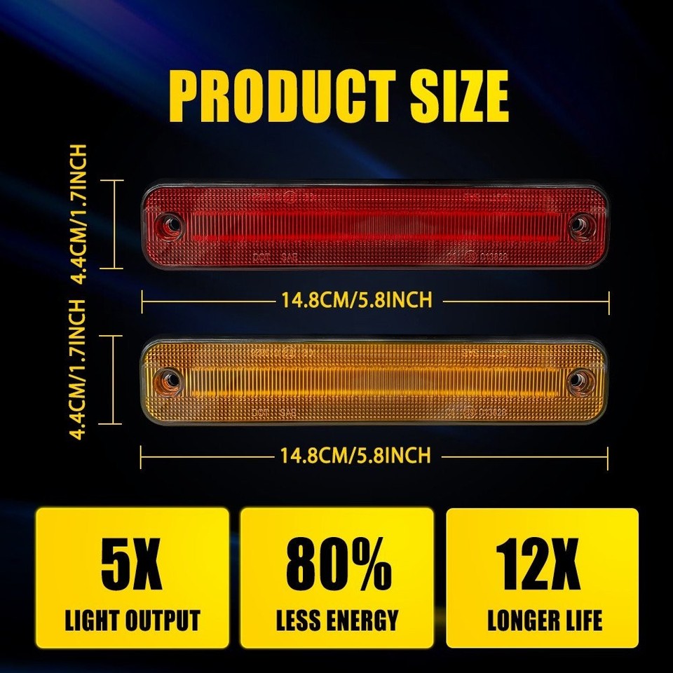 4X Front Rear Amber Red LED Side Marker Lights For Hummer H2 2003-2009 ...