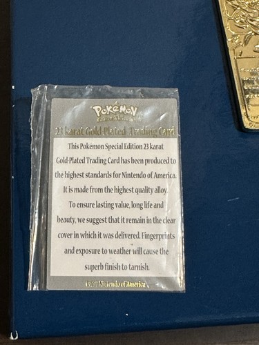 1999 NINTENDO CHARIZARD LIMITED EDITION 23K GOLD PLATED TRADING CARD ...