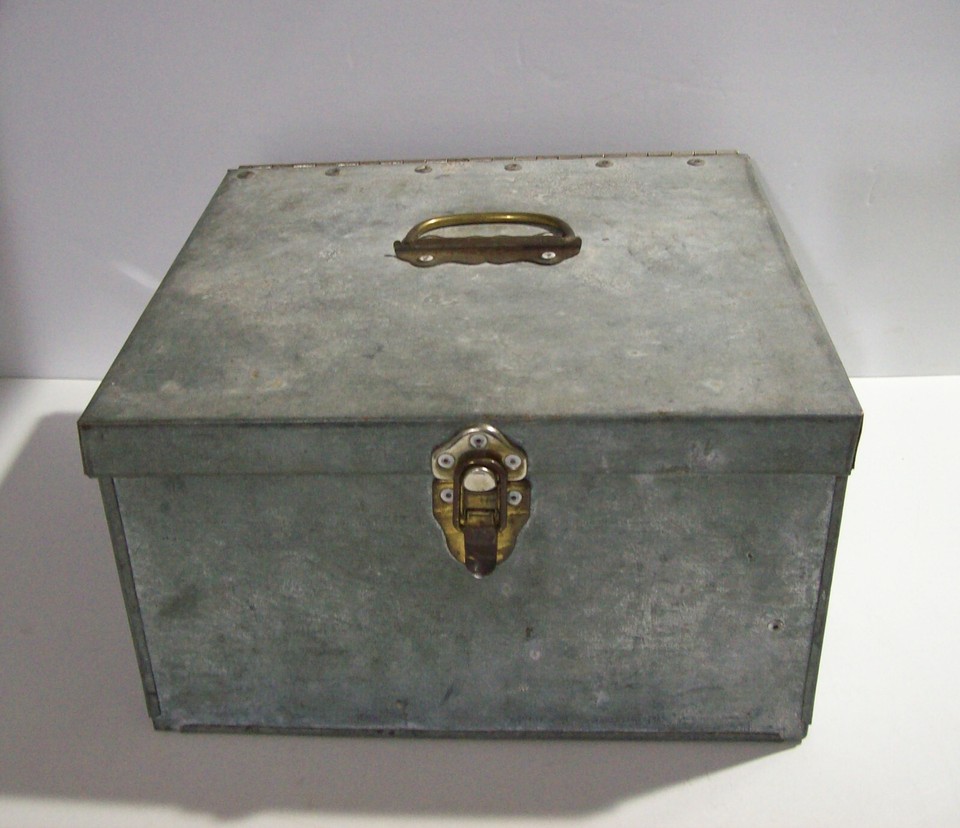 Vintage Handmade GALVANIZED Heavy Metal Tool Box Toolbox Box, x | eBay