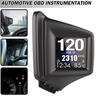 Car HUD Digital Display Speedometer RPM Alarm OBD2+GPS Gauge Head Up ...