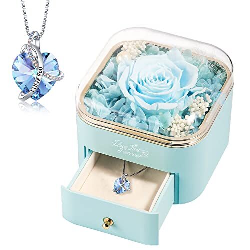 Preserved Flowers Real Light Blue Rose Gifts for Mom B5_light Blue ...