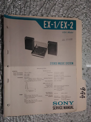 Sony ex-1 2 service manual original repair book stereo system record ...