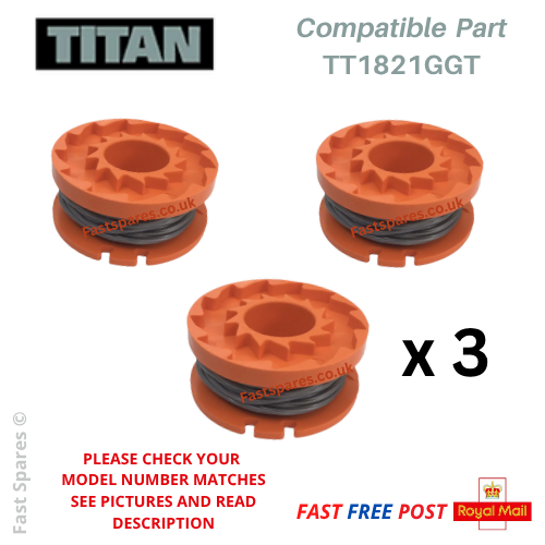 TITAN TT1821GGT SCREWFIX Spare Parts: Spool Cover, Spool, Cutting Line ...