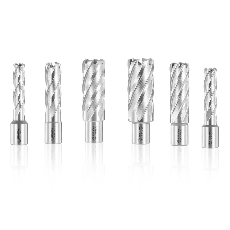 6pc Annular Cutter Set 1/2" to 1-1/16" Dia 2" Depth Mag Drill Bit w 2 ...