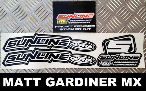 SUNLINE FRONT FENDER STICKERS KIT DECAL NEW MOTOCROSS MX OFFROAD BLACK ...