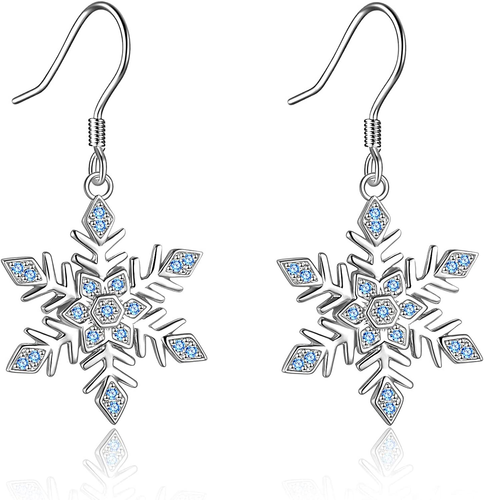Snowflake Earrings Sterling Silver Snowflake Dangle Drop Earring for ...