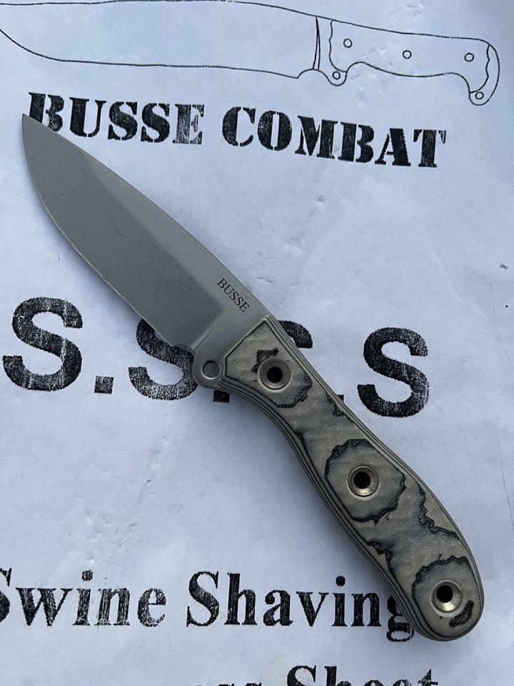 Busse Combat Game Warden 2 Satin Finish W/ Black & Tan G-10 & Leather ...