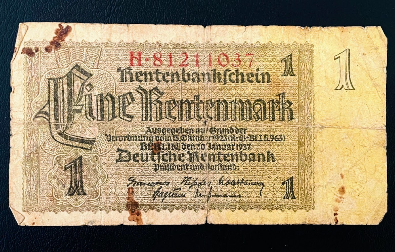 1937 Germany Banknote 1 Mark German Paper Currency Europe Foreign World ...