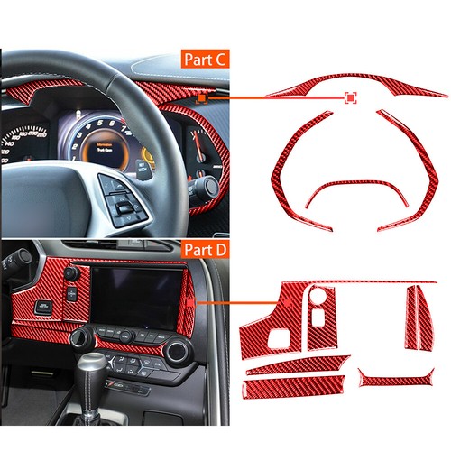 16Pcs Red Carbon Fiber Driver Dashboard Cover Trim For Chevrolet ...