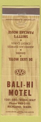 Matchbook Cover - Bali Hi Motel Richland WA | eBay