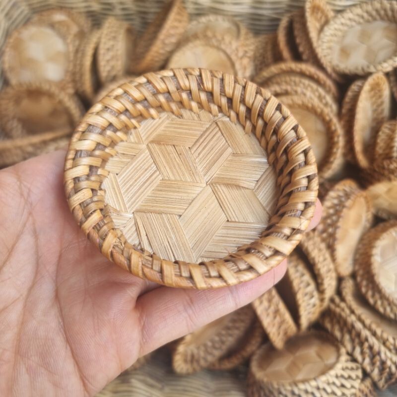 4 pcs. Drink Coasters Bamboo Cheap Coasters, Rattan Weave, Bamboo Weave ...