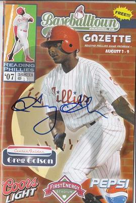 GREG GOLSON Autographed Signed 2007 Philadelphia Reading Phillies Game ...