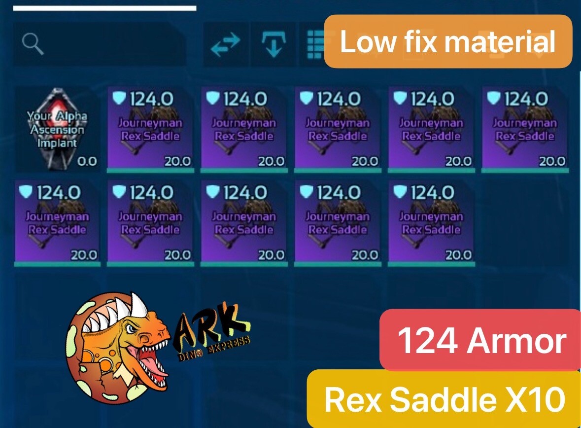 ark survival ascended pve 124 Armor Rex Saddle X10 | eBay